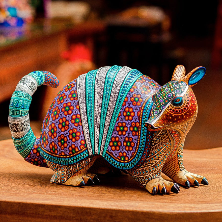 Brown alebrije rooster made of decorated wood – Tikal | Artesanías ...