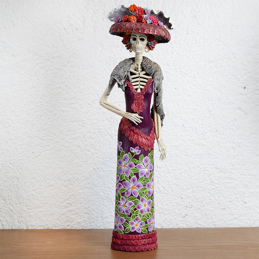Catrina in a purple dress with polychrome clay flowers – Tikal ...
